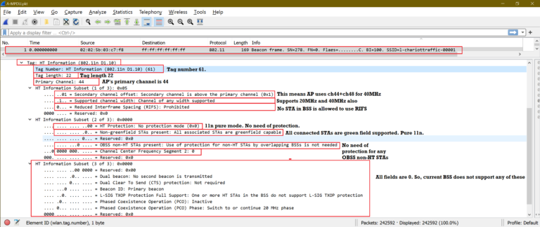 11n Beacon frame analysis using Wireshark – Wi-Fi and Wired Network